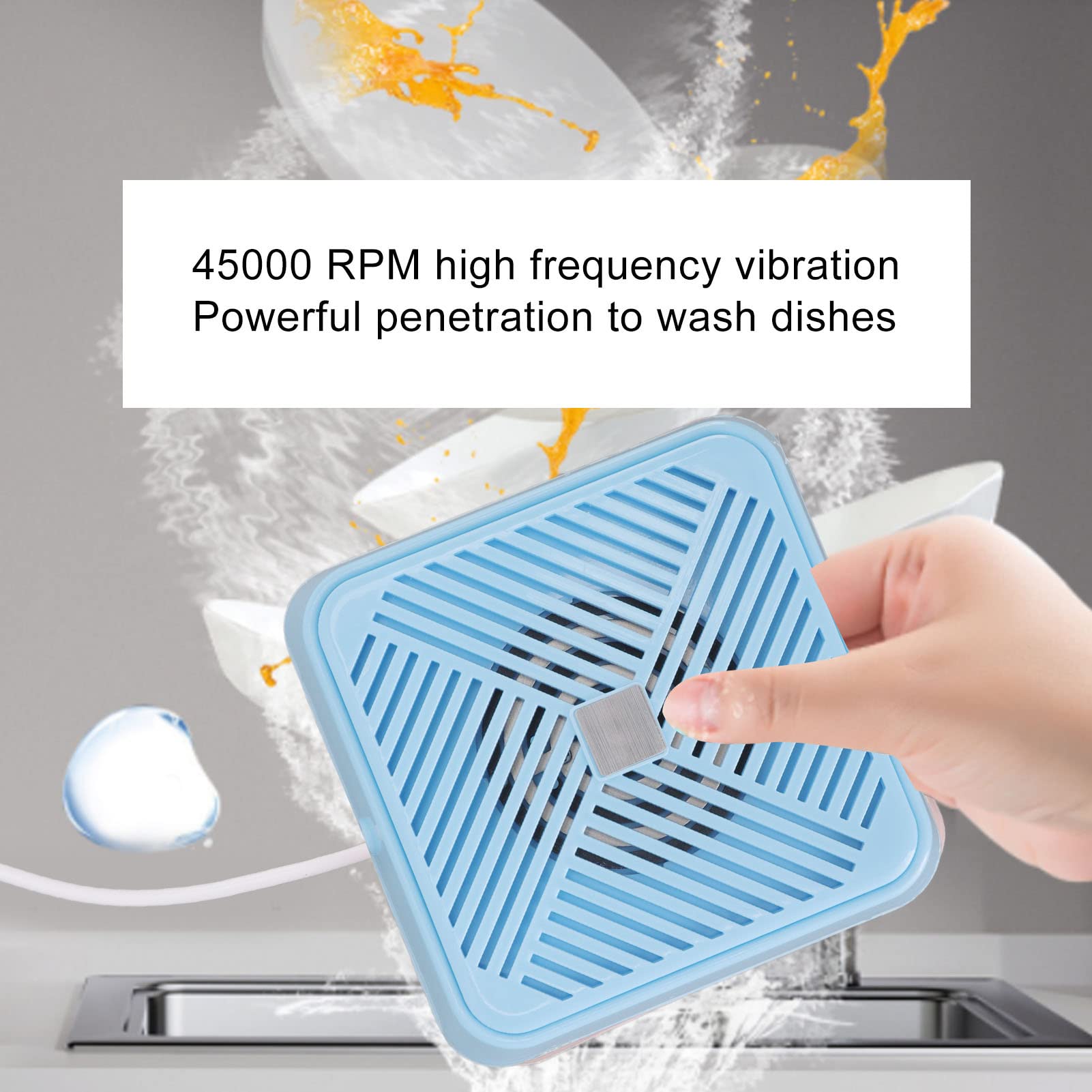 lesiega Portable Mini Dishwasher USB Sound Vibration Electrolytic Water Purification Waterproof Ideal for Fruits Compact and Convenient Fruit Dishwasher(BLUE)