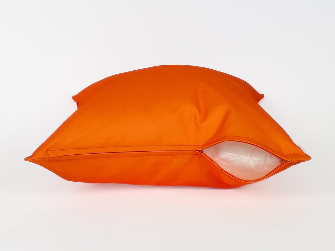 Ensperta Pack of 2 Outdoor 20''x20'' Solid Waterproof Orange Throw Pillow Covers Decorative Square Patio Pillows for Patio Furniture