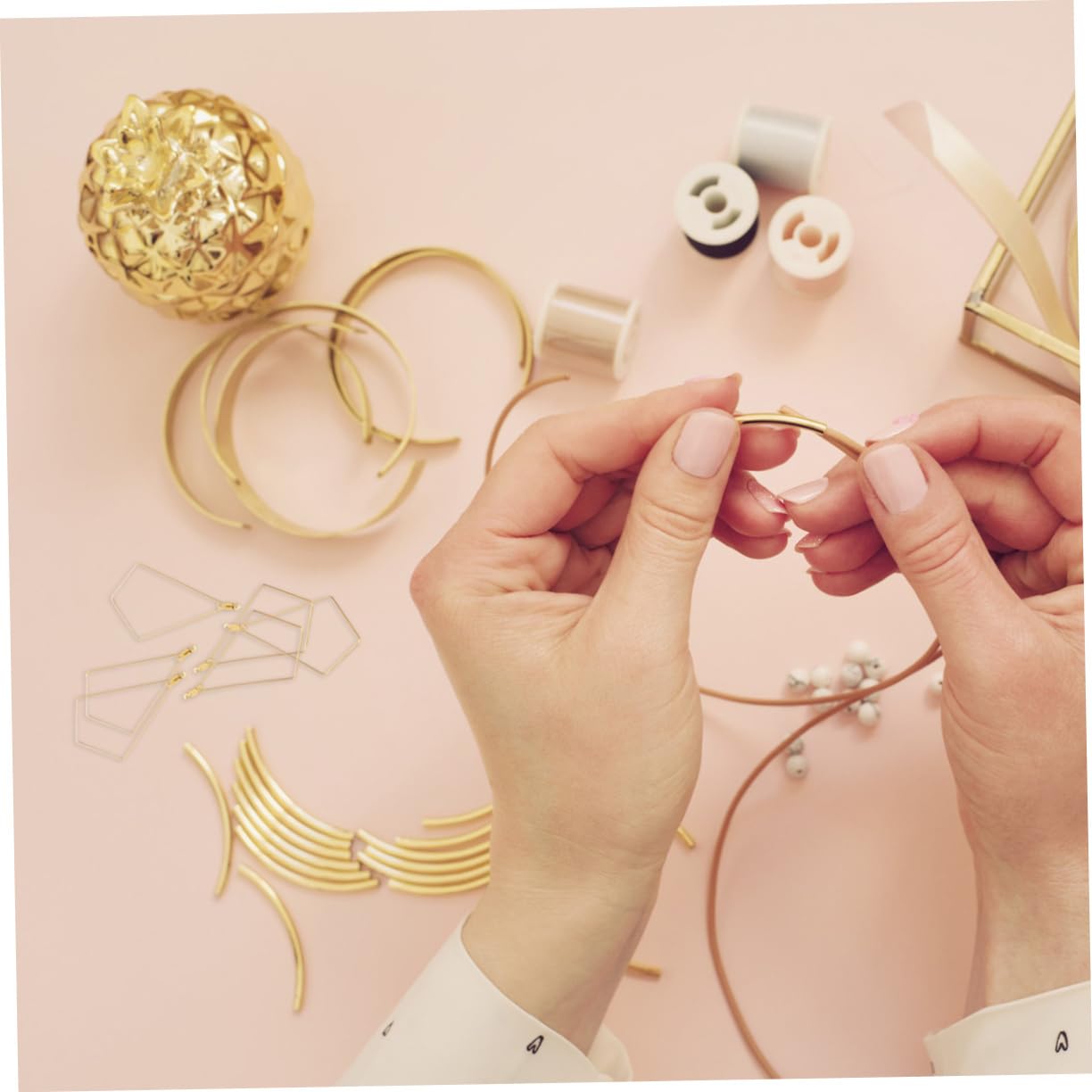 SEWOART Jewelry Making Earring Components 50pcs Stainless Steel Earring with Geometric Beading