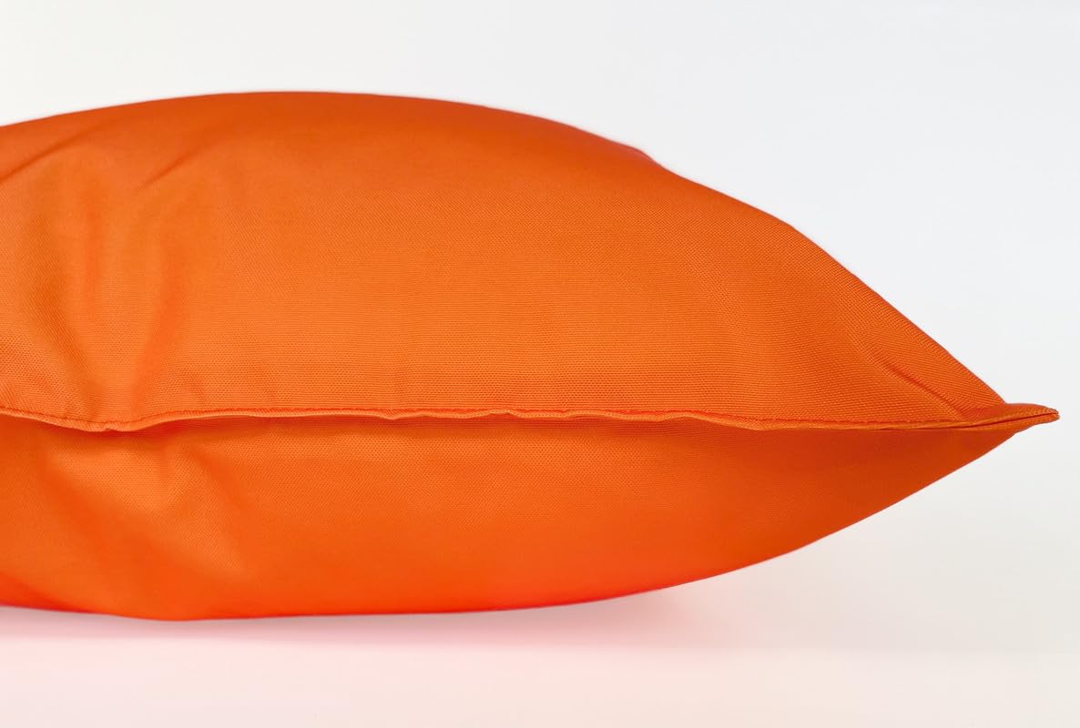 Ensperta Pack of 2 Outdoor 20''x20'' Solid Waterproof Orange Throw Pillow Covers Decorative Square Patio Pillows for Patio Furniture