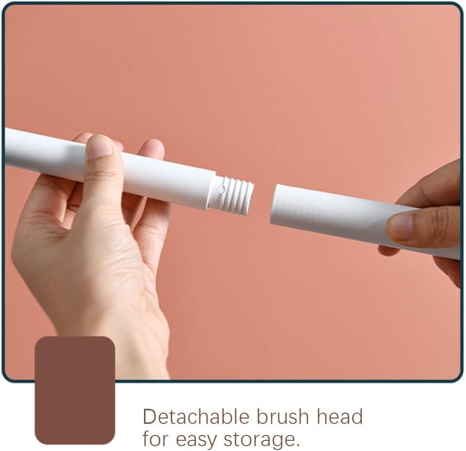 SAAKO Toilet Brush and Holder with Lid Set Plastic Wall Mount Toilet Cleaner Brush Compact Removable Toilet Bowl Brush