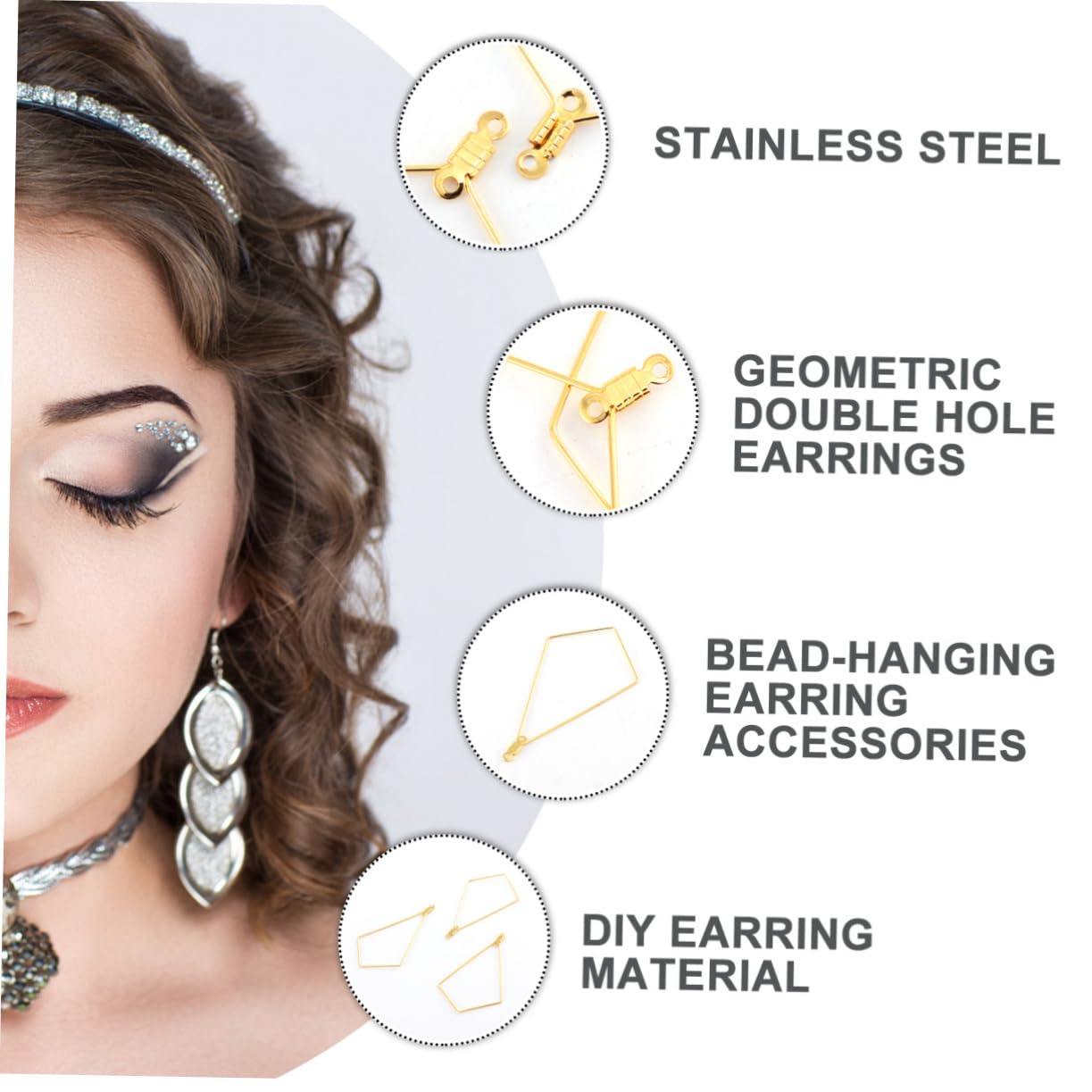 SEWOART Jewelry Making Earring Components 50pcs Stainless Steel Earring with Geometric Beading