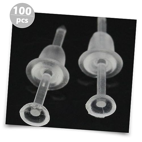 SEWACC 100 Pairs Plastic Earring Backs Locking Plugs Stoppers DIY Earring Accessories for Jewelry Making