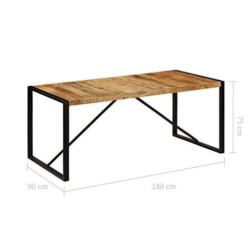 YPWRENH Rectangular Wooden End Table Dining Table Solid Rough Mango Wood 70.9" for Dining Room, Kitchen or Living Room