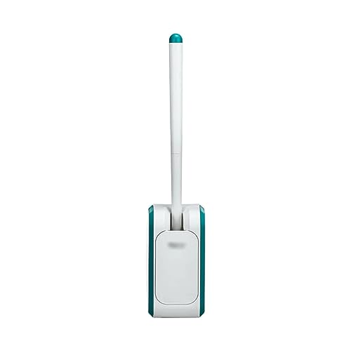 SAAKO Toilet Brush and Holder with Lid Set Plastic Wall Mount Toilet Cleaner Brush Compact Removable Toilet Bowl Brush