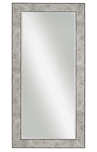 OBIOZZ Floor Mirror, Full Body Mirror Full Length Mirror Standing Rustic Wall Mirror Floor Leaning Standing Large Full Length Beveled Glass Gray Dressing Mirror for Bedroom Living Room