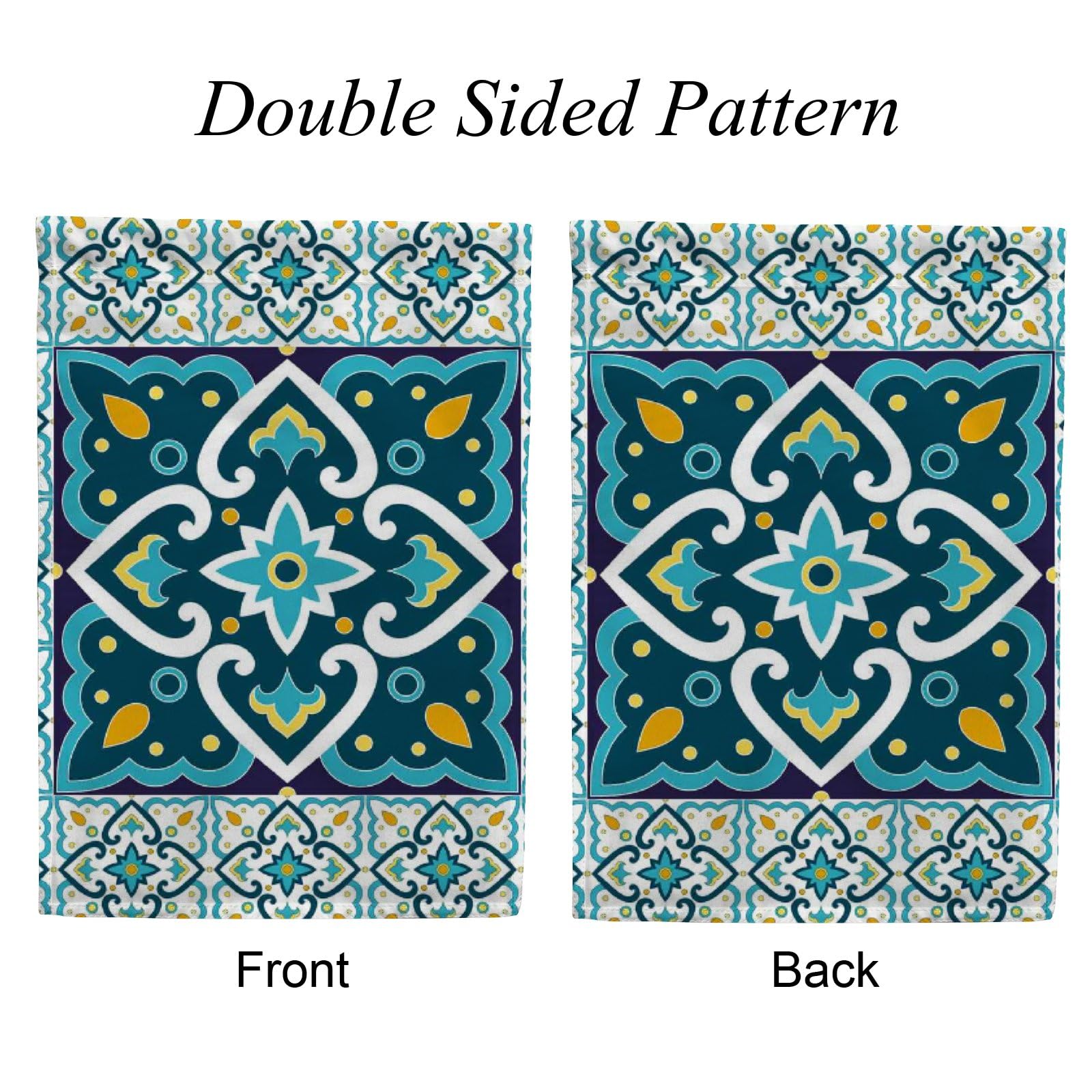 Spanish Tile Garden Flags Polyester Fabric Vertical Double Sided Printing Outdoor Welcome Banner Flag UV Protector Decoration for Home Yard Patio Lawn 12x18in