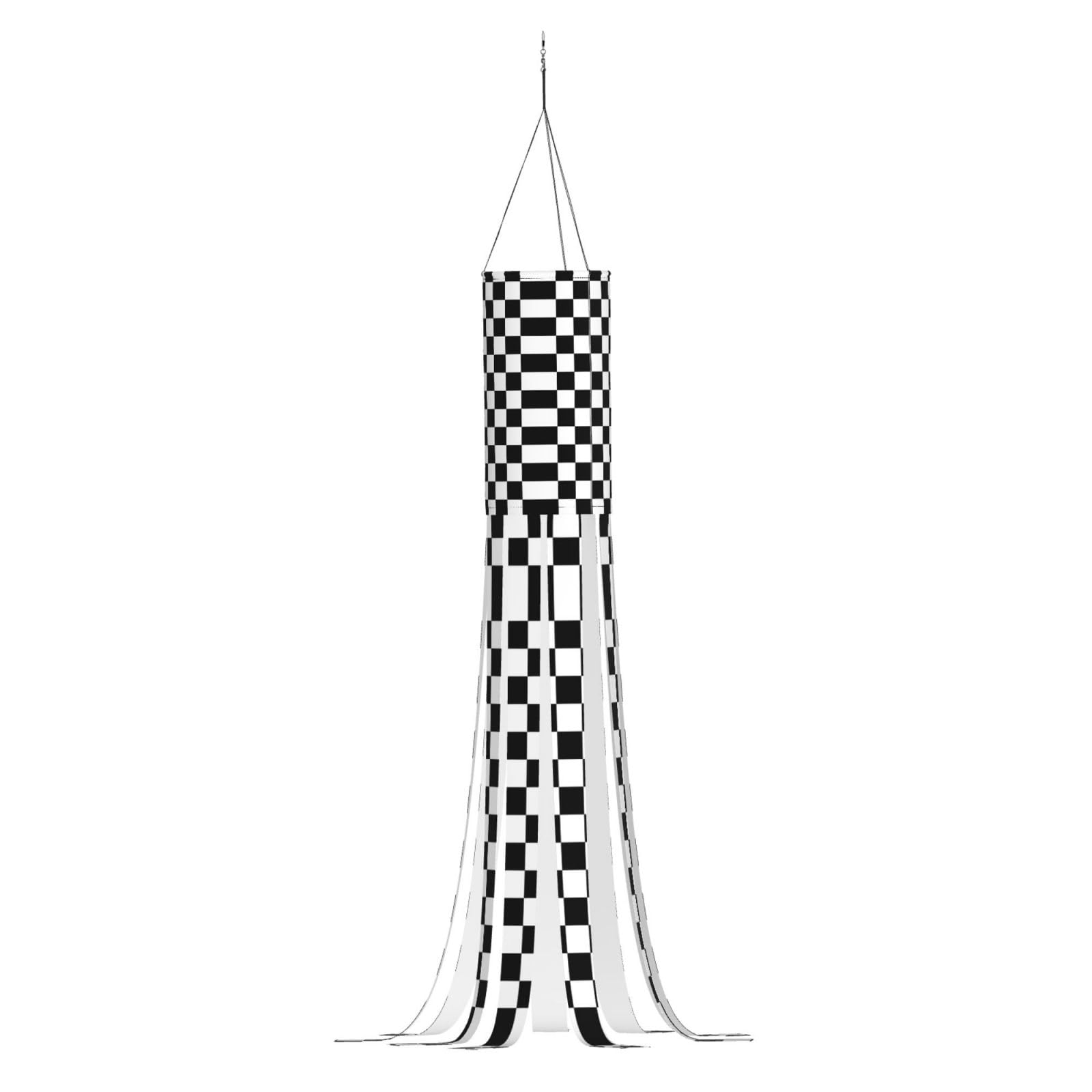 Halloween Windsock Garden Décor - Lighted 40 Inch With Lights - Fast Drying And Lightweight Christmas Holiday Without Light Black And White Checkered