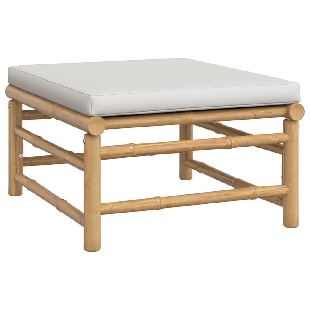 vidaXL 8-Piece Bamboo Outdoor Patio Lounge Set with Light Gray Cushions - Modular Design, Comfortable Seat Experience, Practical Table