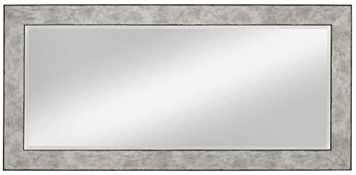 OBIOZZ Floor Mirror, Full Body Mirror Full Length Mirror Standing Rustic Wall Mirror Floor Leaning Standing Large Full Length Beveled Glass Gray Dressing Mirror for Bedroom Living Room