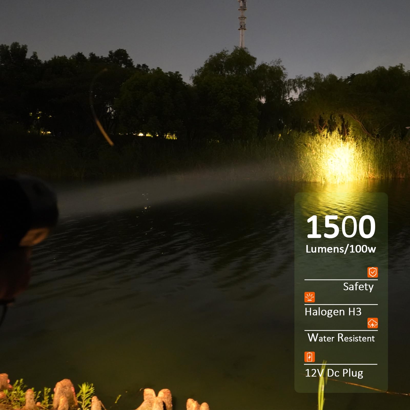 Handheld Spotlight 1500 Lumens 12V Plug Spot Light LED for Boat Camping Flashlight Hunting Spotlight Car Spotlight Marine Flashlight