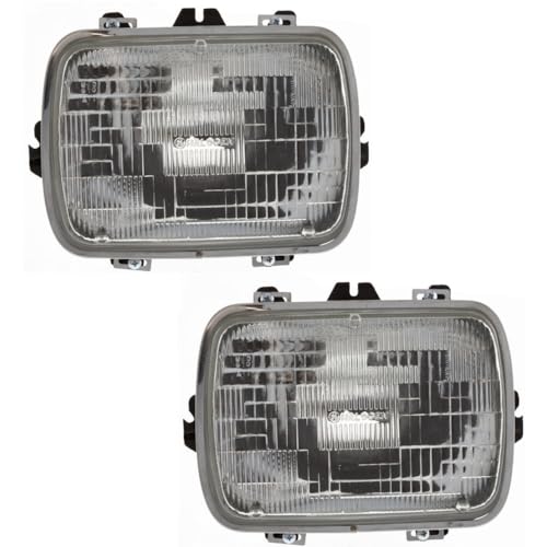 JHUEOPQD 2pcs Headlight Halogen Driver Passenger Side Clear Lens W/Bulb Headlamp GM2500112 14908811