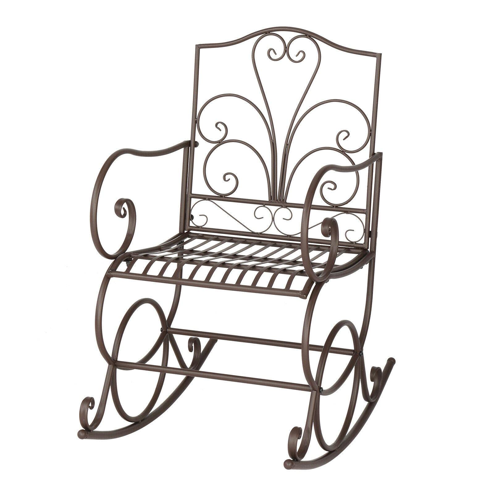 VBSQ Outdoor Porch Rocking Chair Flower Pattern Iron Rocker Patio Glider Deck Seat Slirr Chair Rocking Chair Rocker Chair Rocker Camp Chair Rocker Recliner Rocking Camp Chair Rocking Chairs