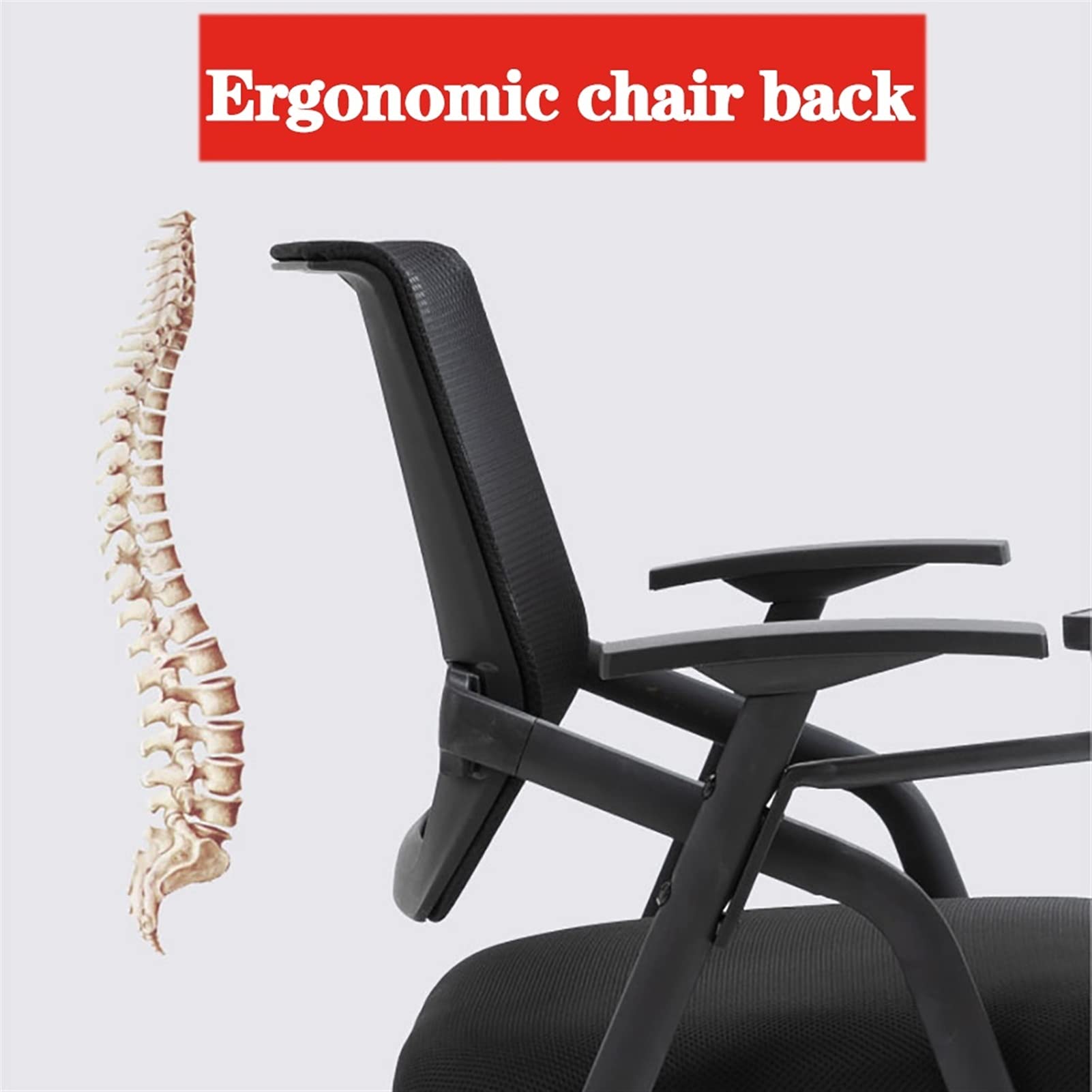 MEHWSUR Classroom Chair with Desk Attached,Folding Mesh Office Chairs with Lumbar Support,Tablet Arm Chair with Right Handed Flip-Up Tablet Arm,Mesh Guest Reception Stack Chairs (Color : Black)