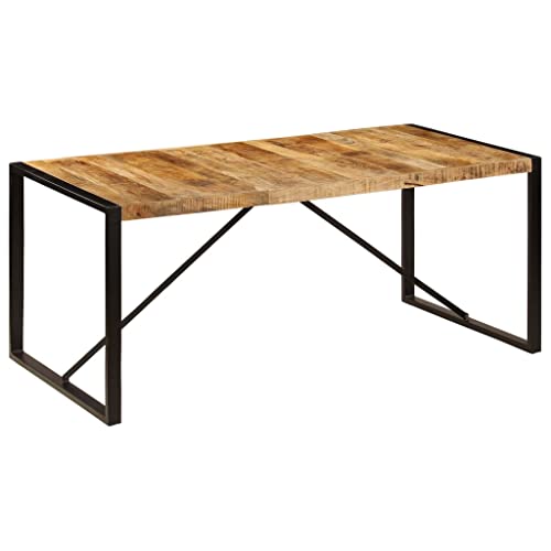 YPWRENH Rectangular Wooden End Table Dining Table Solid Rough Mango Wood 70.9" for Dining Room, Kitchen or Living Room