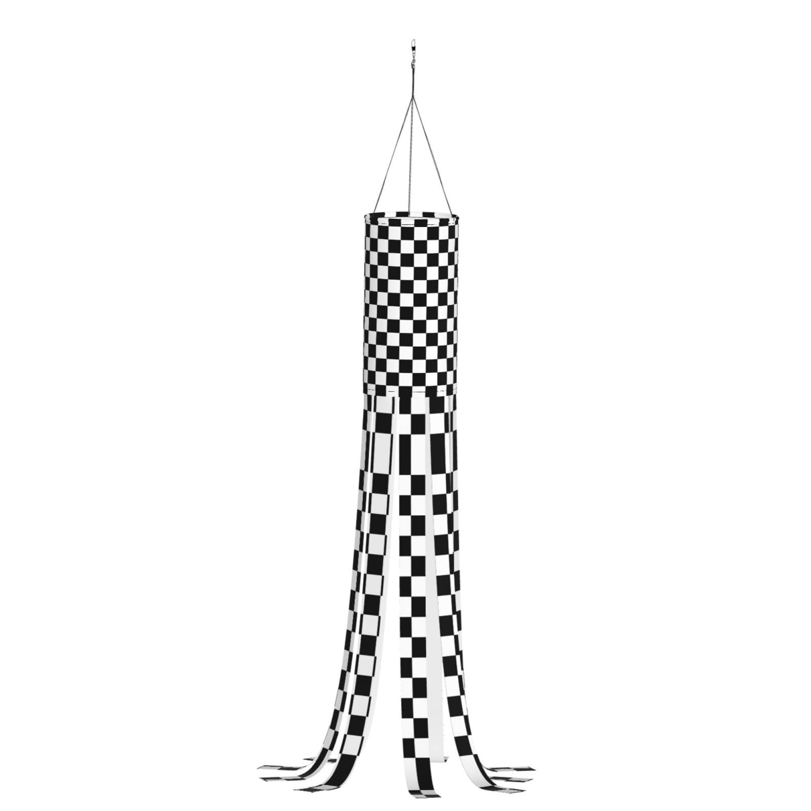 Halloween Windsock Garden Décor - Lighted 40 Inch With Lights - Fast Drying And Lightweight Christmas Holiday Without Light Black And White Checkered