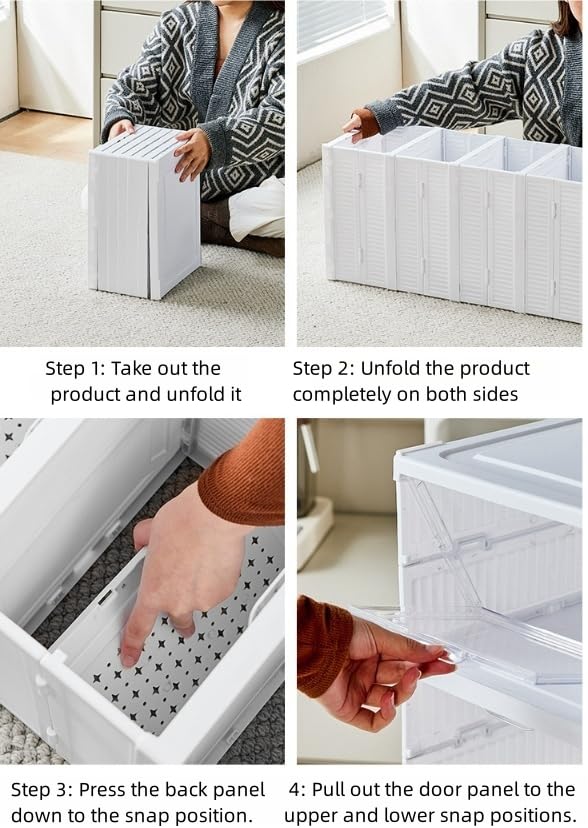 ALTUY 1 Piece Shoe Organizer, Foldable Space Saving Shoe Rack, Clear Plastic Stackable Shoe Organizer for Sports Shoe and Boot Organizer, Shoe Display Boxes
