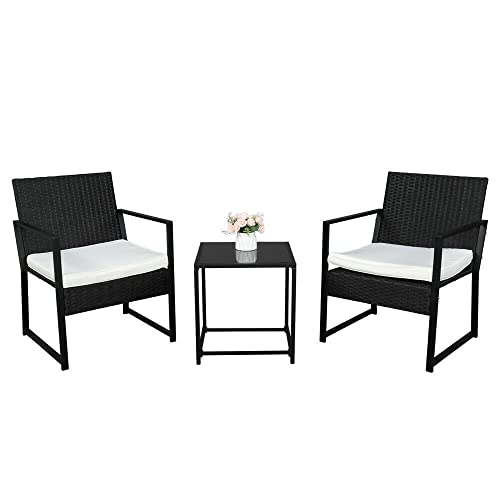 OBIOZZ Patio Furniture Set 3Pcs Patio Furniture Set Outdoor Wicker Sofas Rattan Chair Table Flat Chair Set, Ideal for Your Backyard, Balcony, Garden for Backyard Porch