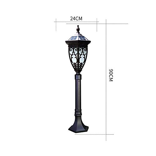 Outdoor Aluminum Cast Glass Lantern Solar LED Column Light Post Lamp American Home Villa Courtyard Lawn Pillar Light Outside Park Street Light IP65 Rainproof Decoration