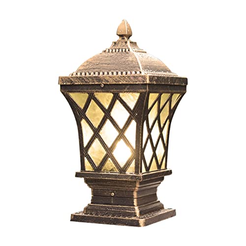 European Vintage Outdoor Glass Lantern Street Light Garden IP55 Rated Bollard Lamp Post Light Traditional E27 Bollard Pathway Villa Courtyard Patio Porch Landscape Pathway Lighting Decor