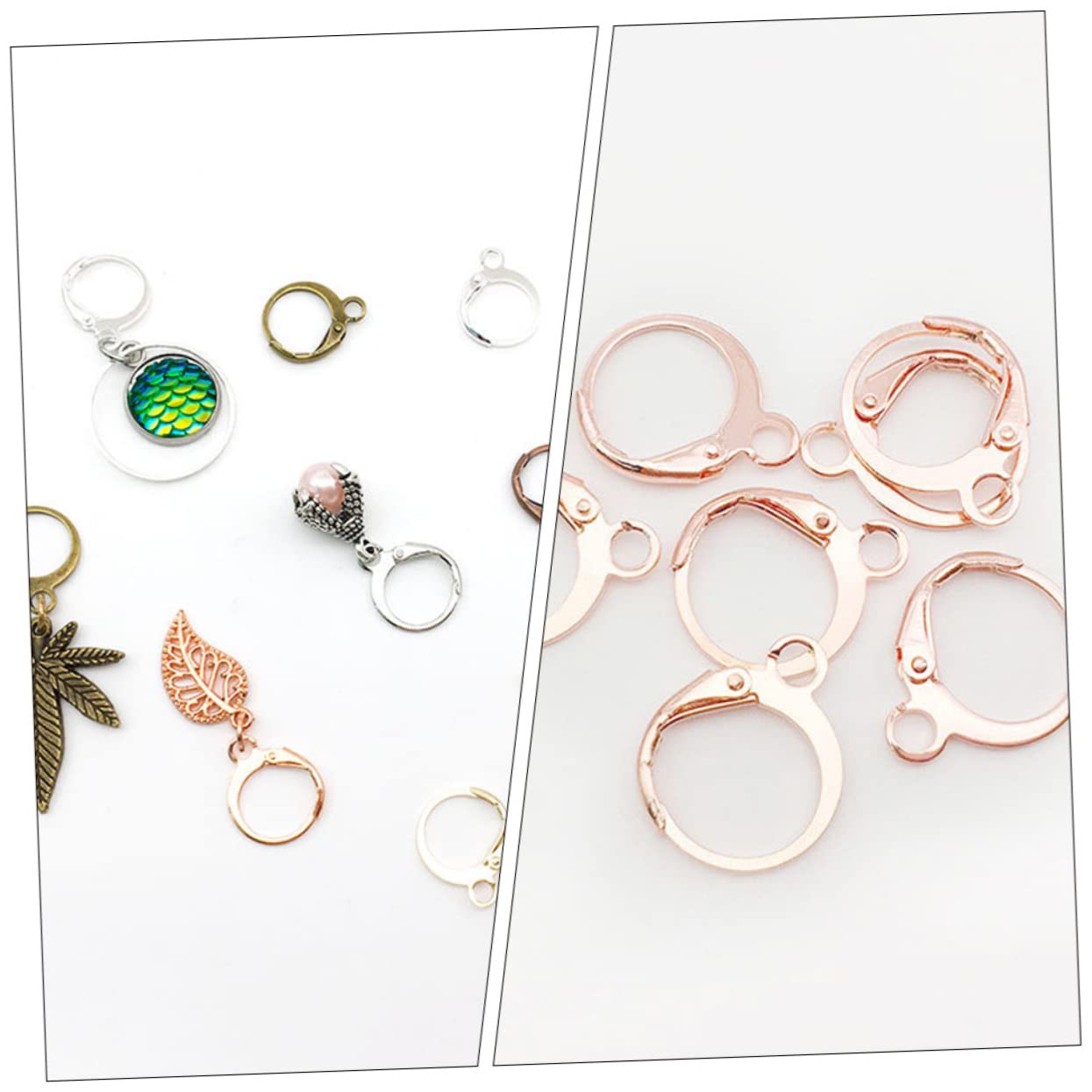 VILLCASE 200 pcs Round French Earhooks Lever Back Dangle Ear Wire Earring Making Parts French Earring Hooks Ear Decor Jump Hook Earrings Ear Open Plating Alloy Elasticity Women's Split Ring