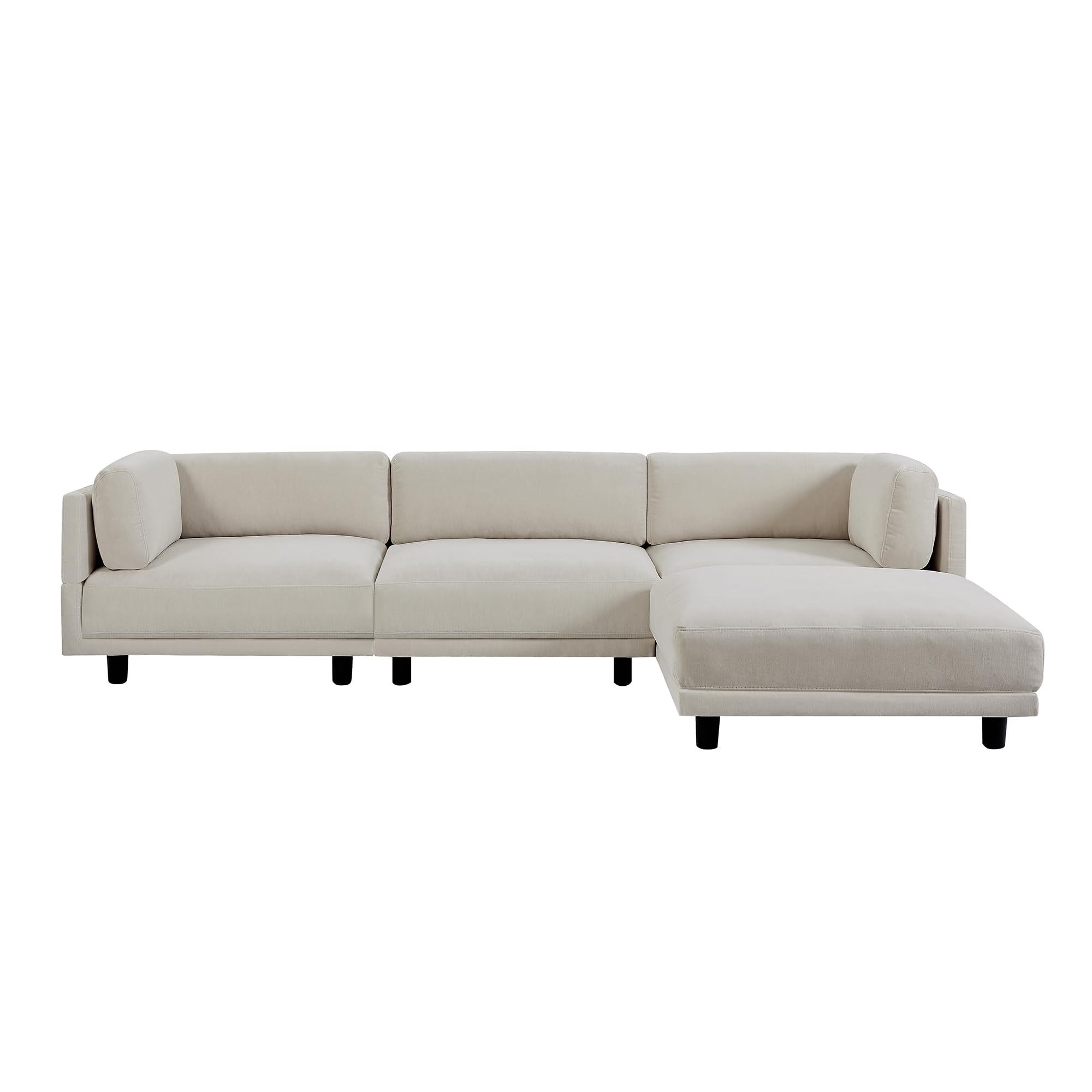 JURMALYN 102" Modern Sectional Sofa Couch with Ottoman for Living Room L Shaped Sofa Couch with Chaise Longue, Convertible Sectional Sofa Upholstered Couch-Beige