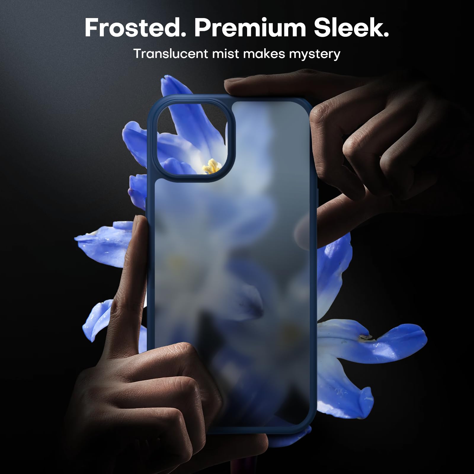LϟK 3-in-1 for iPhone 13 Case for iPhone 14 Case, Translucent Matte Back with 2X Screen Protectors, [Military-Grade Drop Tested] Shockproof Slim Anti-Fingerprint Phone Case for iPhone 13/14, Blue