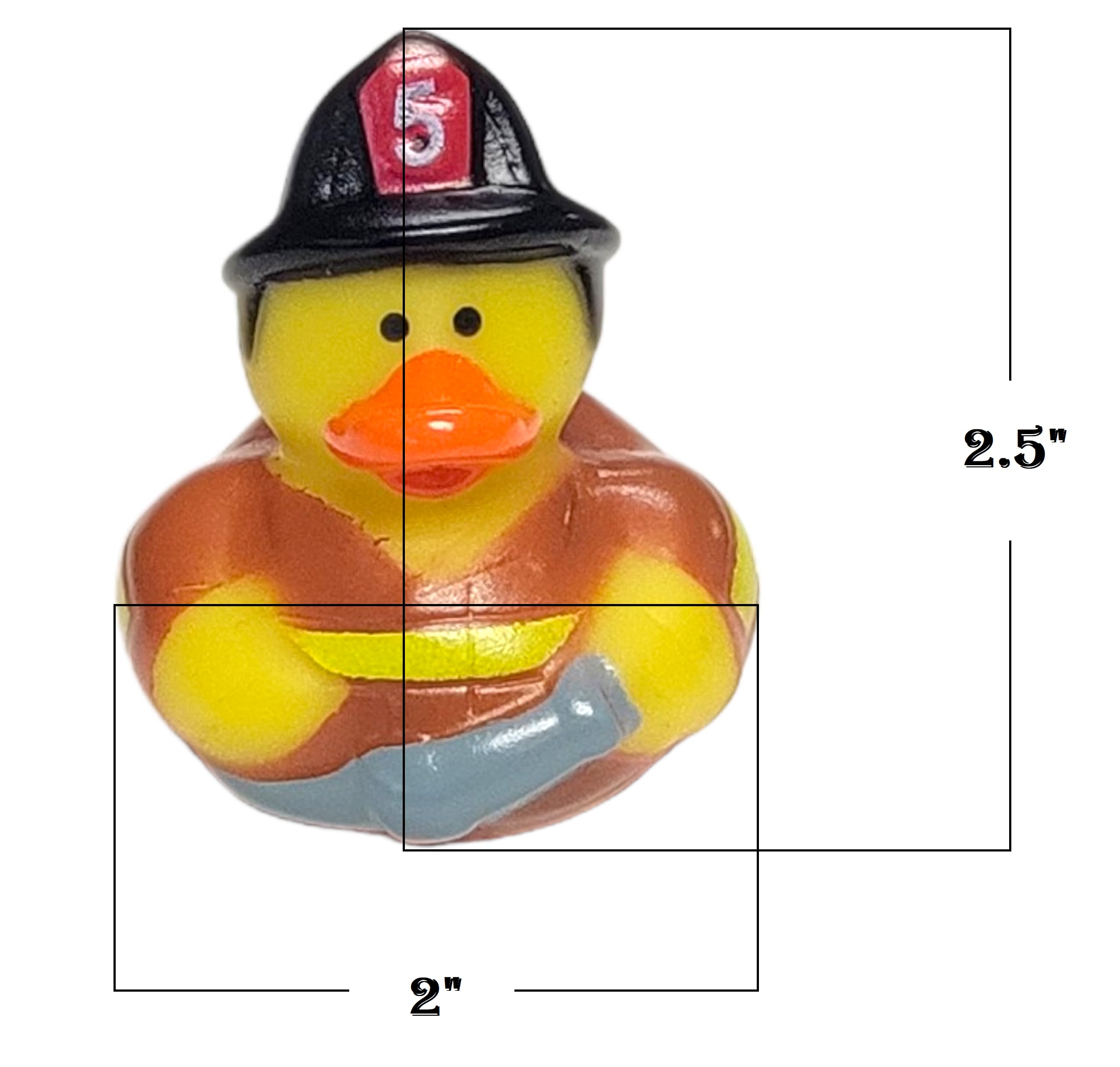 AMERICAN WIT Firefighter Rubber Ducks (2") Standard Size. (12 Pack) Cute Duck Bath Tub Pool Toys