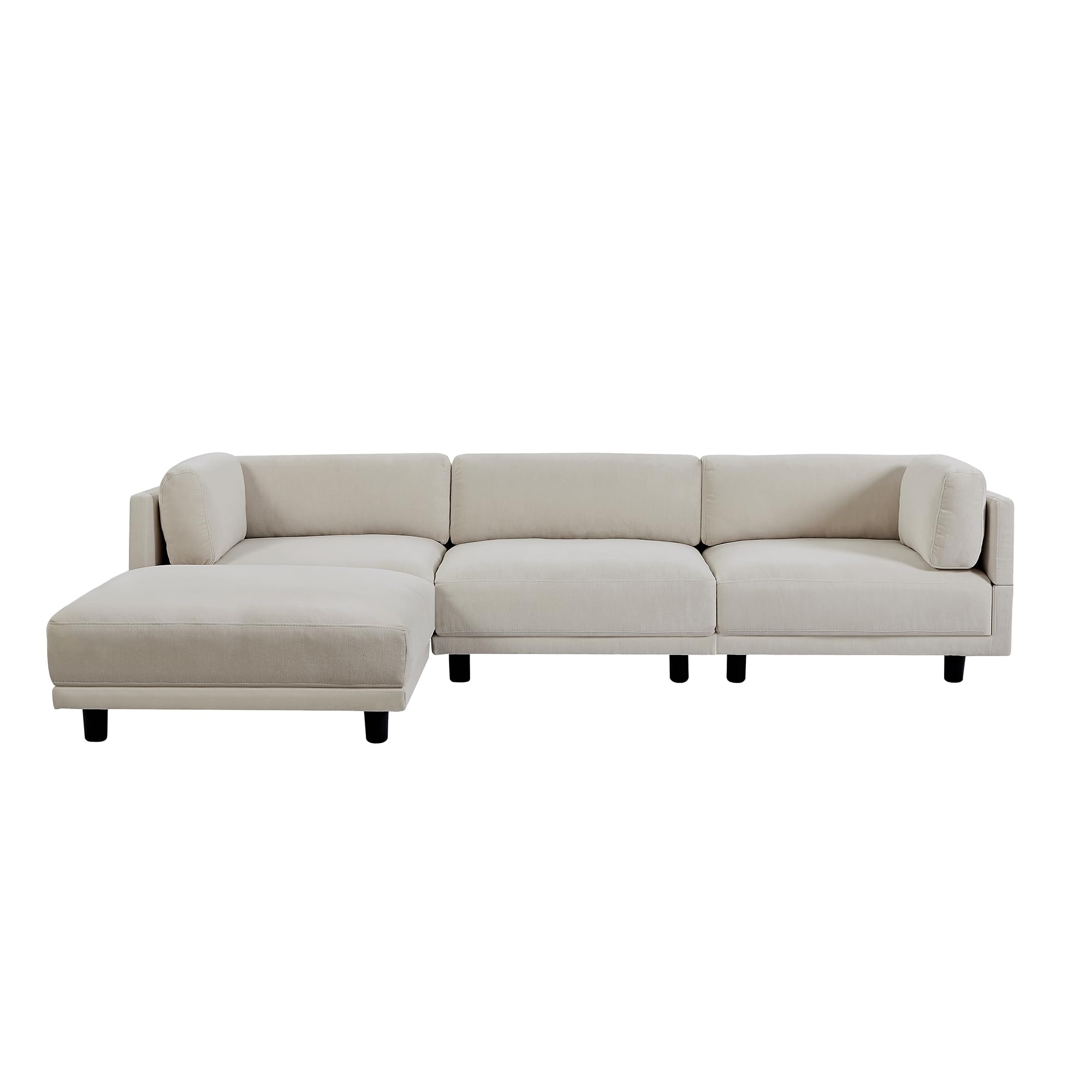 JURMALYN 102" Modern Sectional Sofa Couch with Ottoman for Living Room L Shaped Sofa Couch with Chaise Longue, Convertible Sectional Sofa Upholstered Couch-Beige