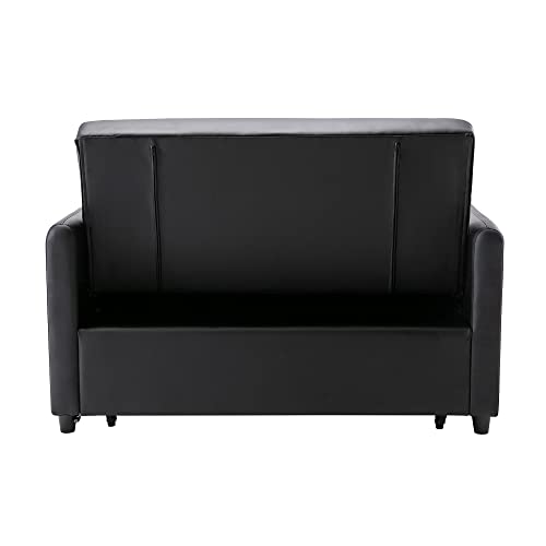Eafurn Futon Loveseat Couch with Pull Out Bed,3-in-1 Multi-Functional Upholstery Convertible Sleeper Sofa Reclining Chaise Lounge with Adjustable Backrest, Sofacama for Living Room, Small Space