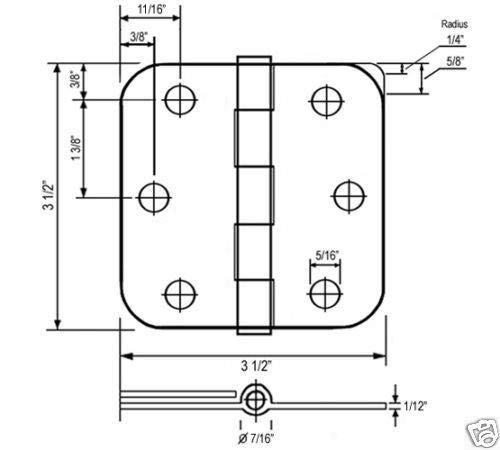 UYSB 18 3.5"X 3.5" w 1/4" Radius Door Hinges Brushed Interior Door-Hinges Door Hinges Door Hinges Kitchen Cabinet Hinges Hinges for Kitchen cabinets Door Hinge Door Cabinet Hinge Hinges Small