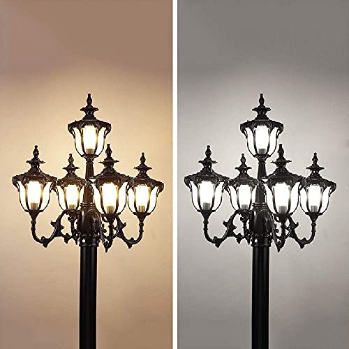 High Pole Street Lamp 5-Lights Outdoor Pillar Post Lantern IP55 Waterproof Rainproof Landscape Lighting Retro Post Light Driveway Pathway Aluminum Column Lamp