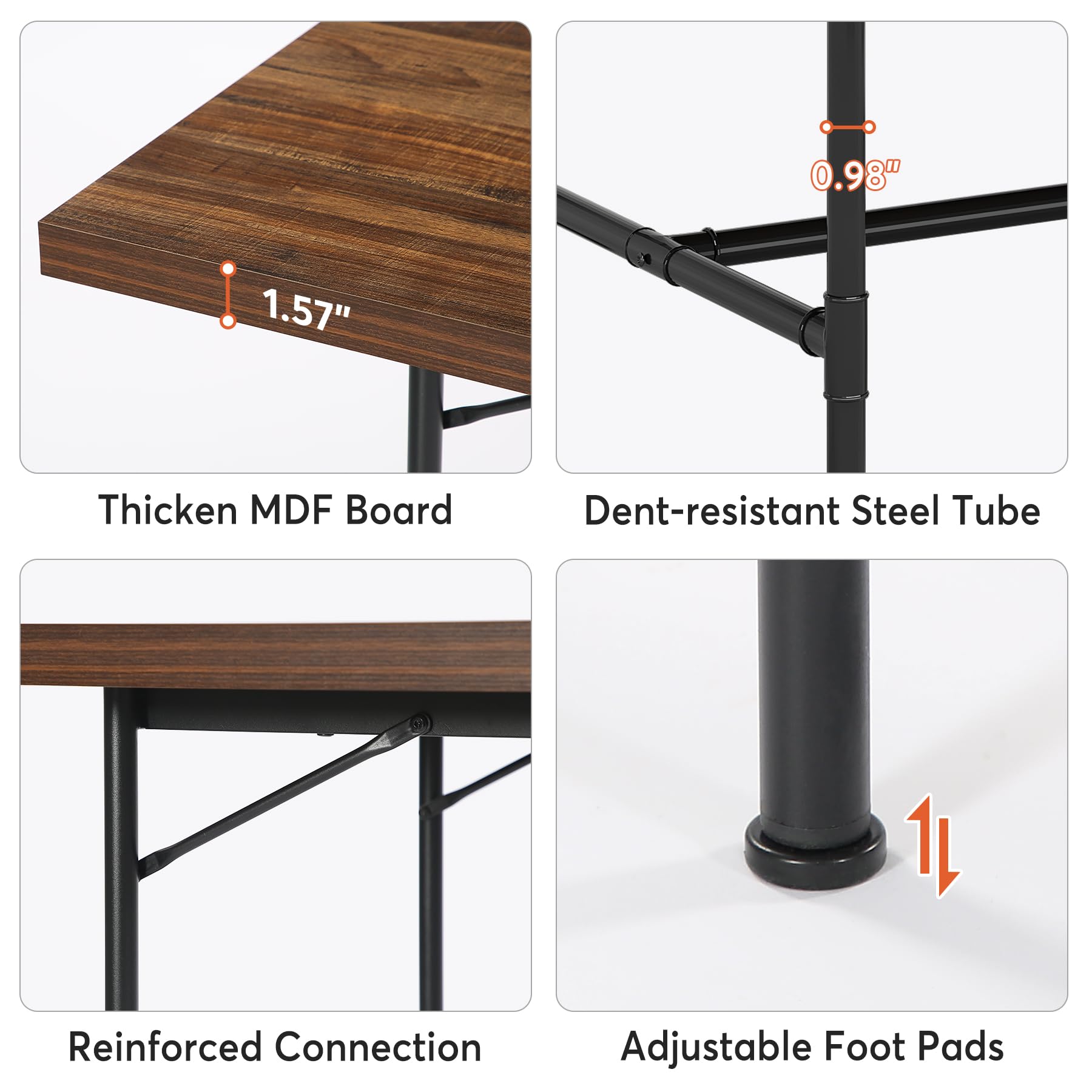 Tribesigns Dining Table for 6-8 People, 70.9-Inch Rectangle Wood Kitchen Table with Tube Metal Frame, Rustic Large Dining Room Table for Kitchen, Living Room