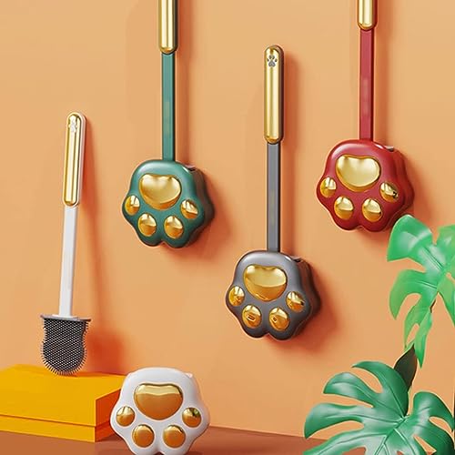 Cute Silicone Toilet Brush Wall Mount with Handle Bathroom Accessories Toilet Cleaner Brush Toilet Bowl Brush and Holder Set