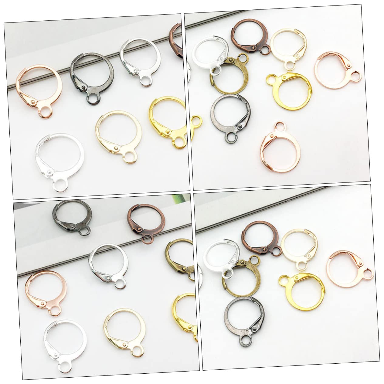 VILLCASE 200 pcs Round French Earhooks Lever Back Dangle Ear Wire Earring Making Parts French Earring Hooks Ear Decor Jump Hook Earrings Ear Open Plating Alloy Elasticity Women's Split Ring