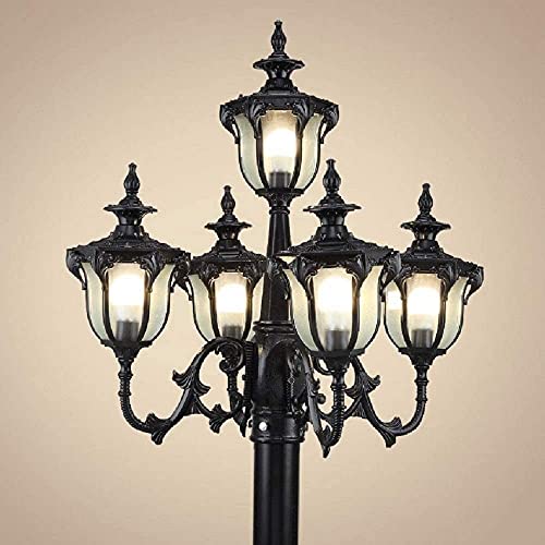 High Pole Street Lamp 5-Lights Outdoor Pillar Post Lantern IP55 Waterproof Rainproof Landscape Lighting Retro Post Light Driveway Pathway Aluminum Column Lamp