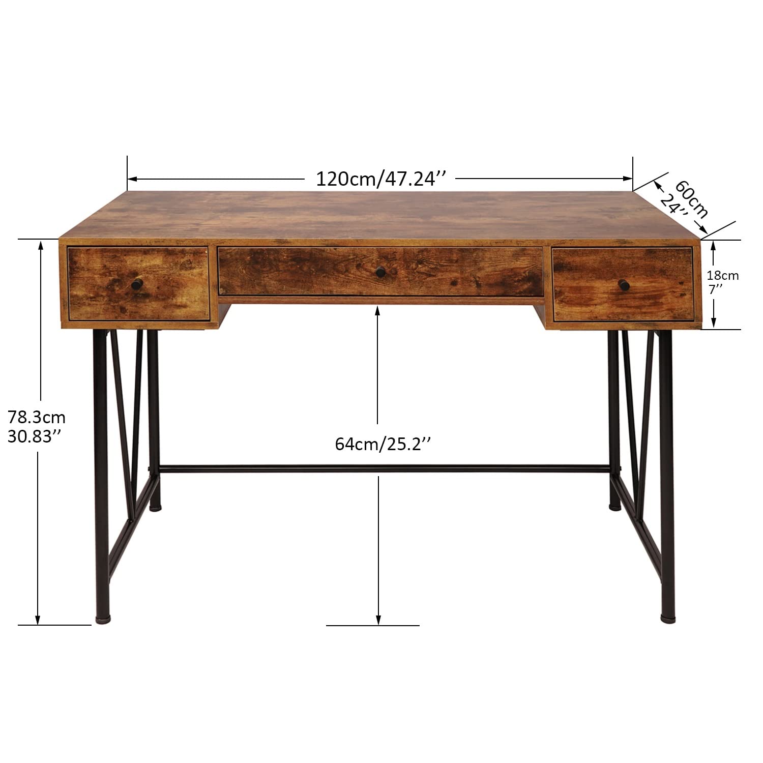 LivaSh Computer Desk with Drawers,48 inch Home Office Computer Table with Storage,Writing Gaming Sturdy Working Desk for Home Office