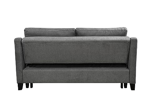 ERYE Modern Convertible Futon Sofa Bed, Adjustable Functional Loveseat Compact Foldable Love Seat,Comfy Sleeper Daybed 3 in1 Recliner Sofa & Couch for Small SpaceDark Gray Queen Size with 2 Pillows