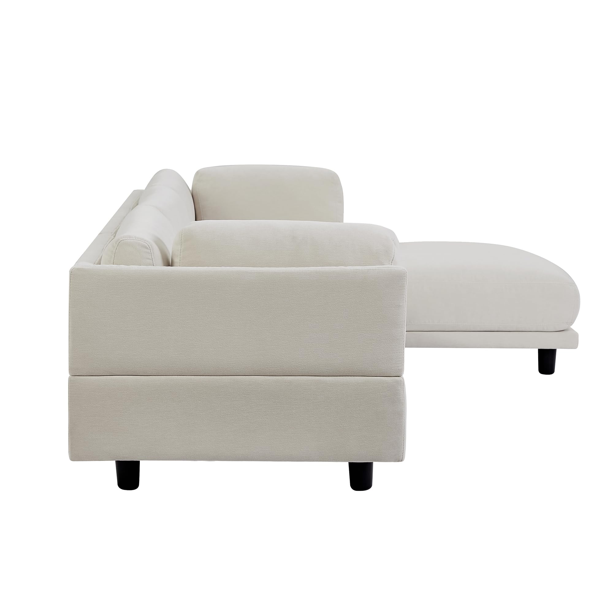 JURMALYN 102" Modern Sectional Sofa Couch with Ottoman for Living Room L Shaped Sofa Couch with Chaise Longue, Convertible Sectional Sofa Upholstered Couch-Beige