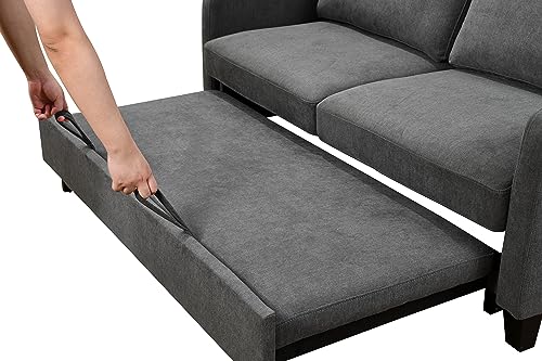 ERYE Modern Convertible Futon Sofa Bed, Adjustable Functional Loveseat Compact Foldable Love Seat,Comfy Sleeper Daybed 3 in1 Recliner Sofa & Couch for Small SpaceDark Gray Queen Size with 2 Pillows