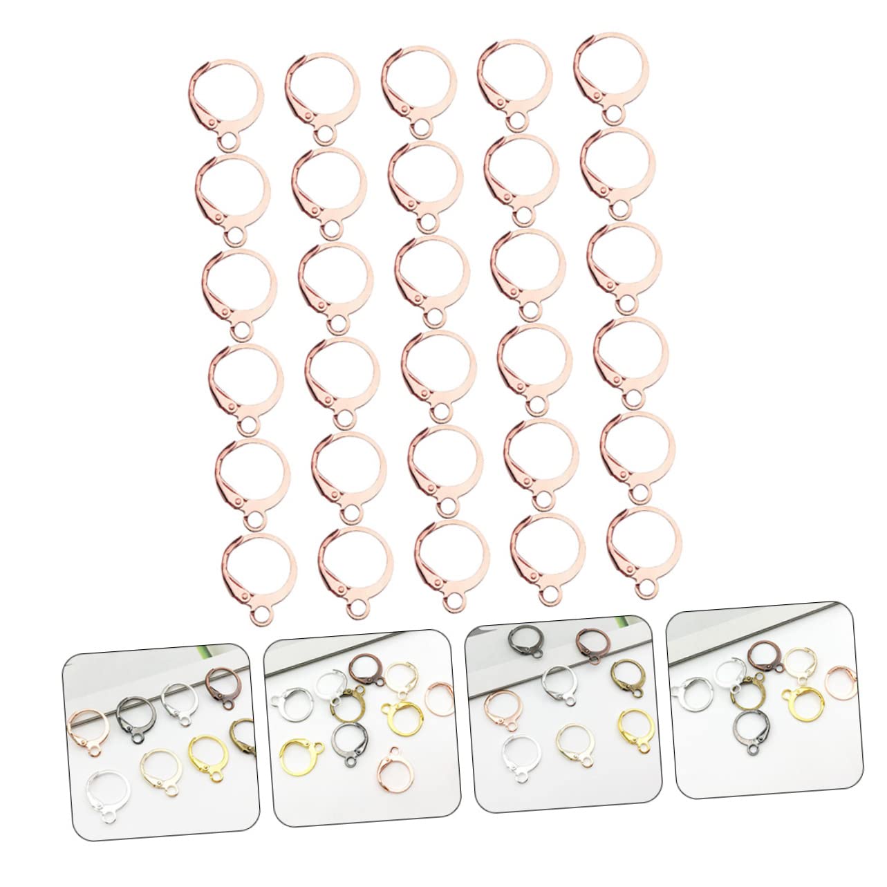 VILLCASE 200 pcs Round French Earhooks Lever Back Dangle Ear Wire Earring Making Parts French Earring Hooks Ear Decor Jump Hook Earrings Ear Open Plating Alloy Elasticity Women's Split Ring