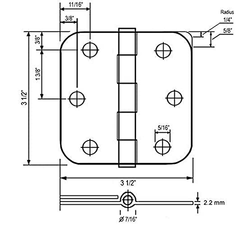 UYSB Item Package Quantity 9 3.5" SQ X 5/8 Radius Door Hinge Interior Half Round Square Door-Hinges Door Hinges Door Hinges Kitchen Cabinet Hinges Hinges for Kitchen cabinets Door Hinge Door