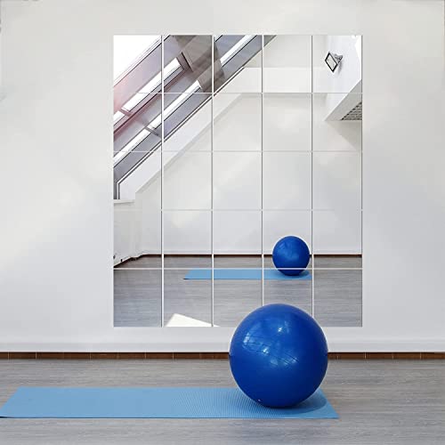 OBIOZZ Bedroom Floor Standing Mirror Glass Full Length Wall Mirror Tiles 14 X 12 X 4PCS Frameless Full Body Mirror, Quality Material Full-Length Mirror