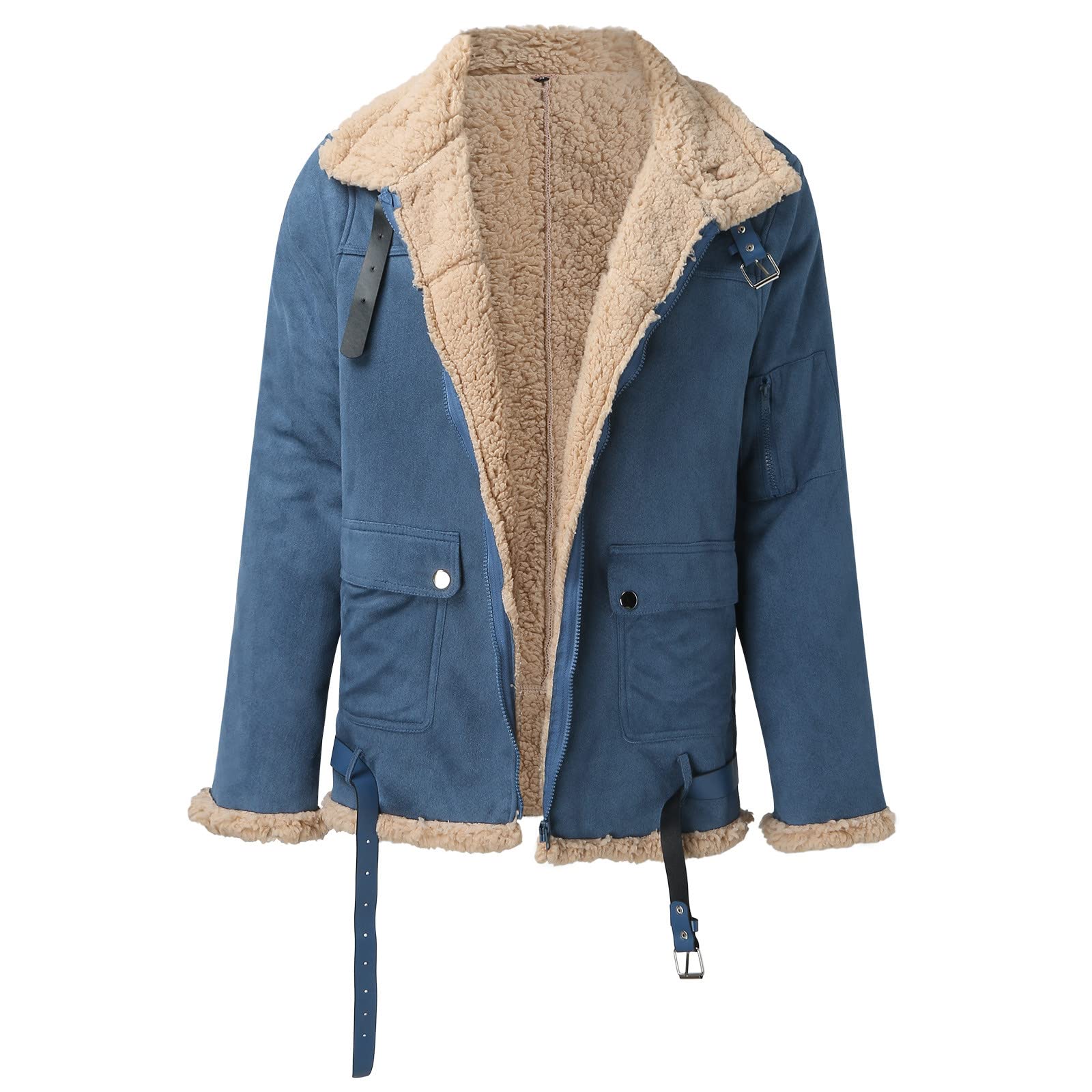 ADUWOAN Mens Winter Jackets Mens Leather Jacket Fur Coats Sherpa Jacket Clothes for Men Men's Stylish Winter Jacket Winter Coats for Men