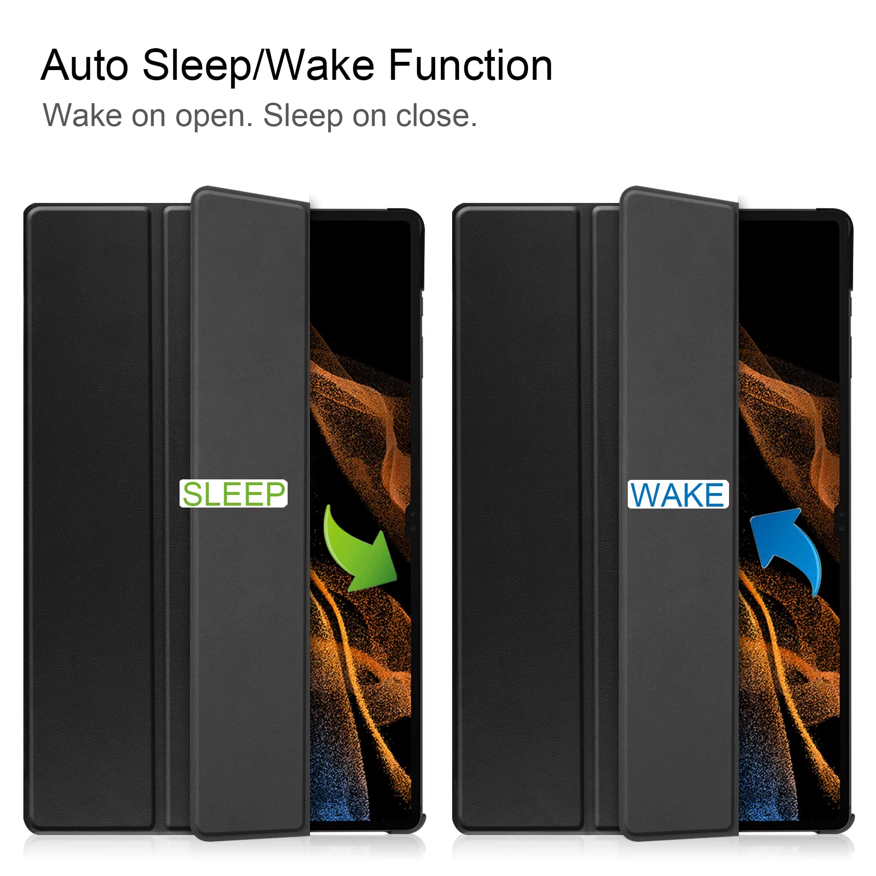 elitegadget Tri Fold Case for Samsung Galaxy Tab S9 Ultra 14.6 Inch (SM-X910/X916/X918) - Lightweight Tri-Fold Auto Wake/Sleep Cover for Galaxy Tab S9 Ultra (2023 Released) (Black)