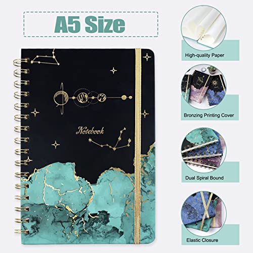 EOOUT 3 Pack Spiral Notebook Journals for Women College Ruled Notebook, 6"x 8.5", 160 Pages, Back Pocket, for Gifts, Office, School Supplies