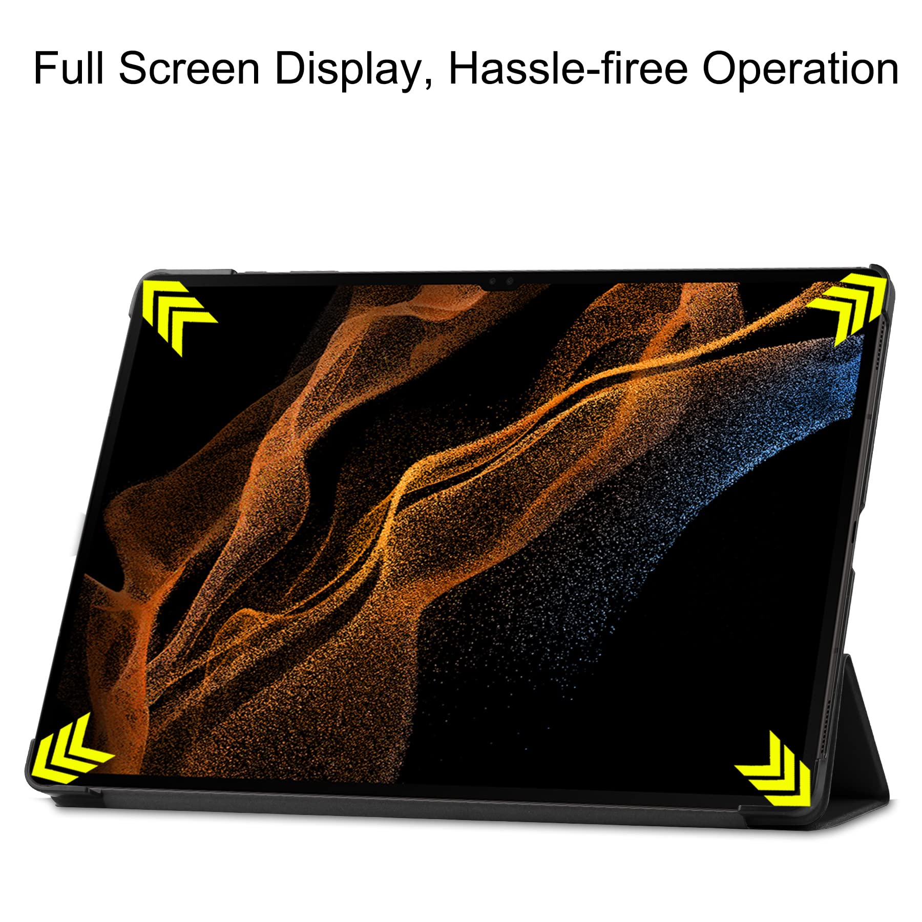 elitegadget Tri Fold Case for Samsung Galaxy Tab S9 Ultra 14.6 Inch (SM-X910/X916/X918) - Lightweight Tri-Fold Auto Wake/Sleep Cover for Galaxy Tab S9 Ultra (2023 Released) (Black)
