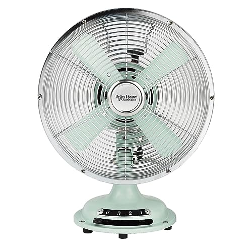 BETTER HOMES & GARDENS BHS136163273004 8'' Retro 3 Speed Metal Table Fan (Mint) (Renewed)