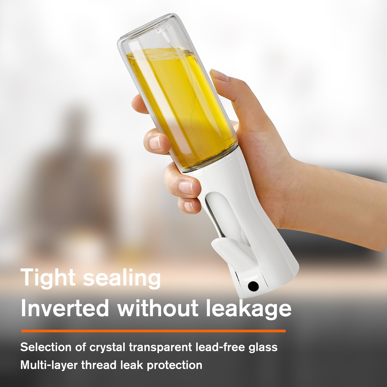 MISSOLO Oil Sprayer - 200ml Glass Olive Oil Sprayer - Continuous Spray with Portion Control - Oil Dispenser Bottle for Kitchen - Oil Mister for Cooking, Baking, Salad