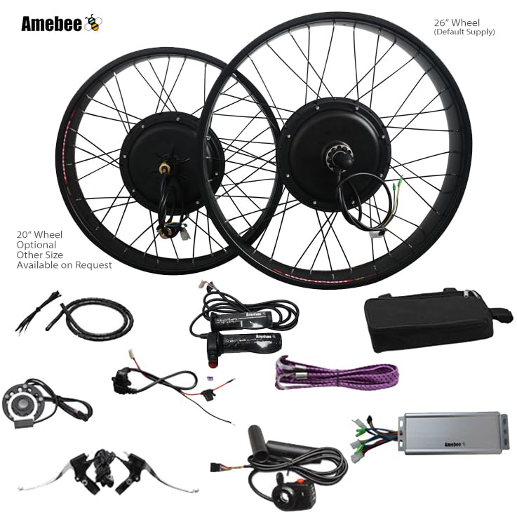 Electric Motor Bicycle Wheel Conversion Kit 26in 1000W Font Drive Controller Display Trun Bike to Ebike Electric Wheel Bicycle Modification Parts Kits (48V 1000W, 26inX4 Fat Tire Wheel Rim)